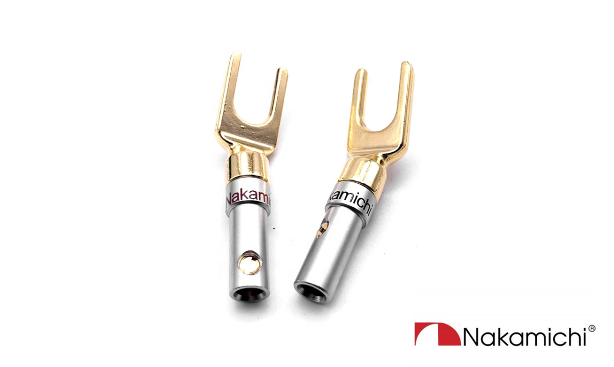 Speaker Wire Spade connectors - gold plated by Nakamichi - Doneo